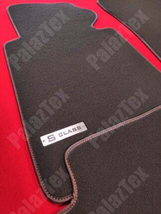 Velour Mercedes W116 Floor Mats - 20+ Colors & Metal Logo